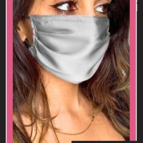 Ash Grey Silk Face Mask for Girls - Online Shopping in Pakistan